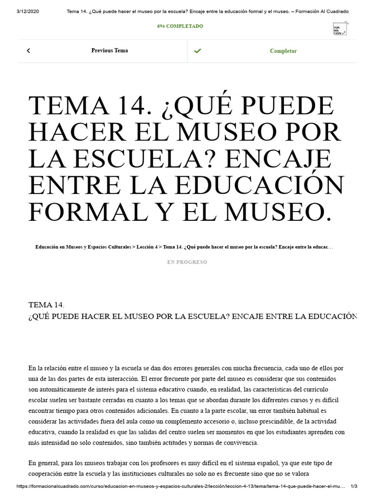 ¿Que Puede Hacer El Museo Por La Escuela - Encaje Entre La Educacion ...