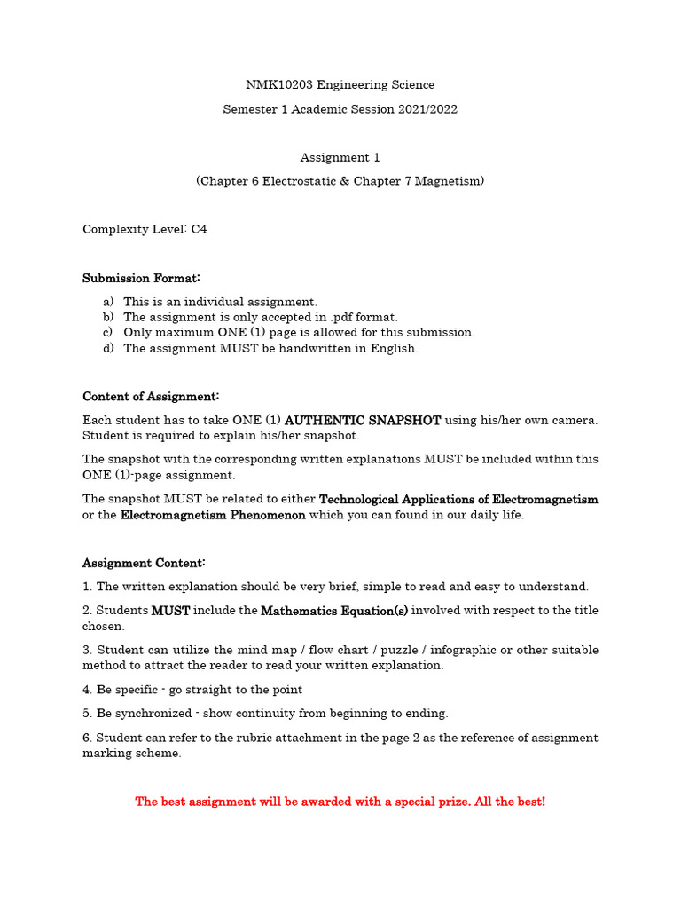 Assignment 1 Question and Rubric | PDF