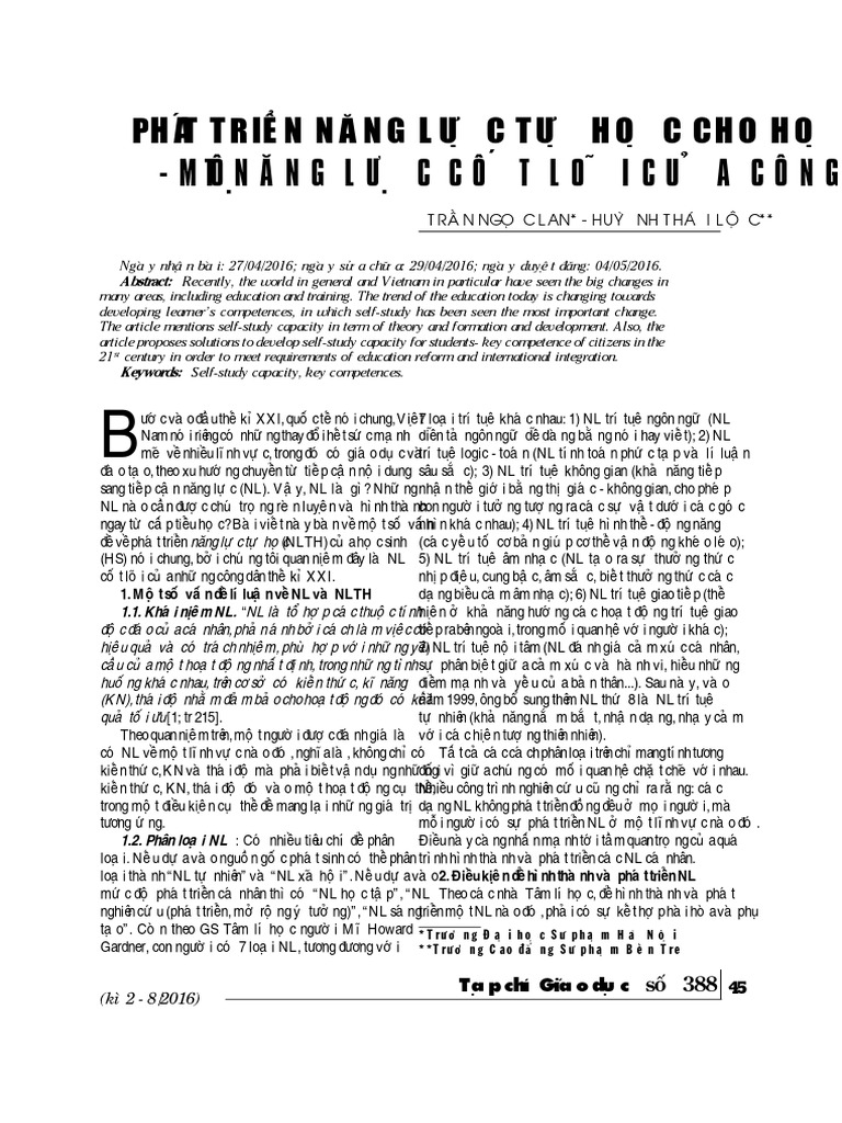 12phat Trien Nang Luc Tu Hoc Cho Hoc Sinh Mot Nang Luc Cot Loi Cua Cong Dan The Ki Xxi | PDF