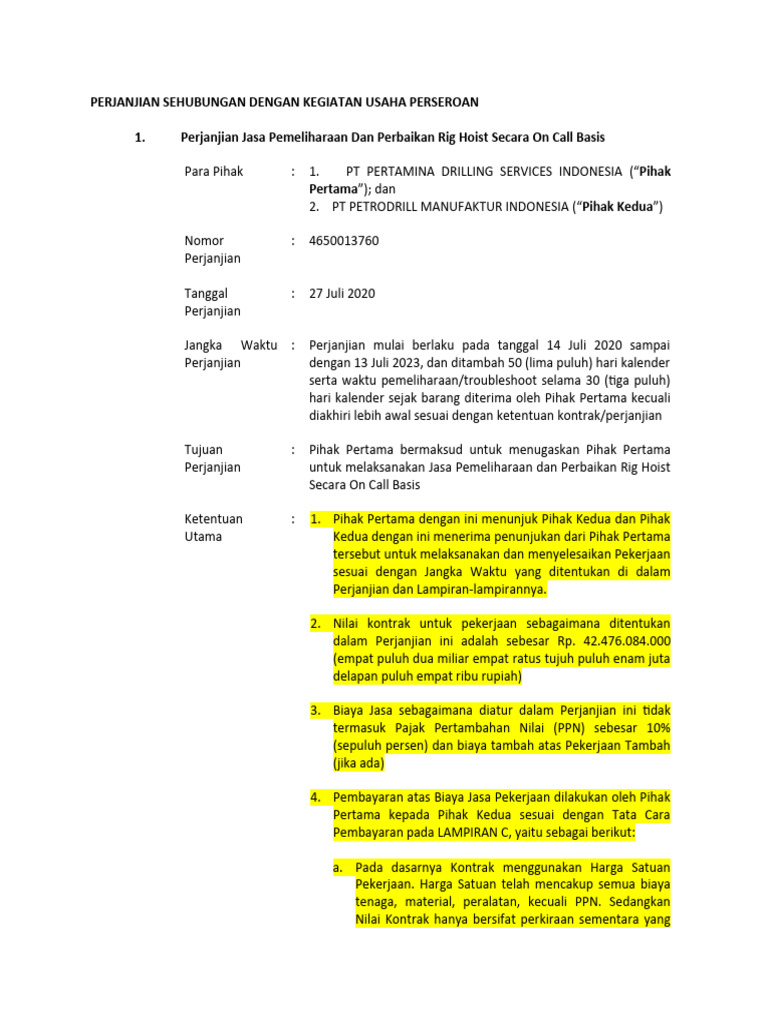 Draft LDD Perjanjian | PDF