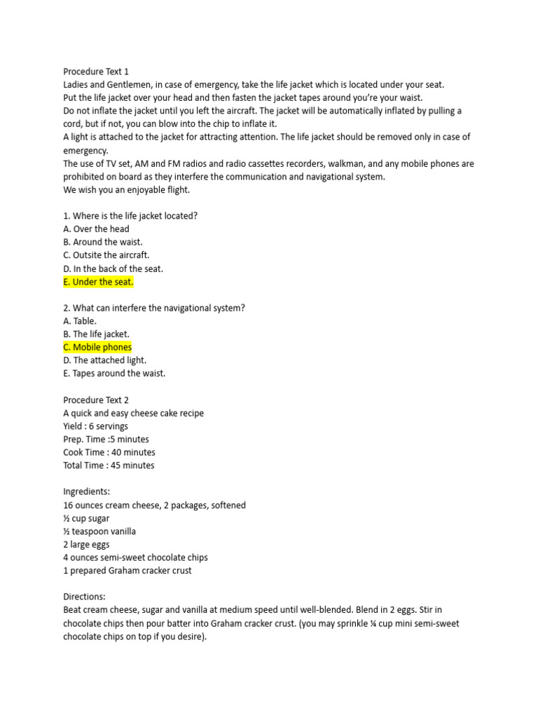 Procedure Text Latihan Soal 2023 | PDF | Cakes | Compact Disc