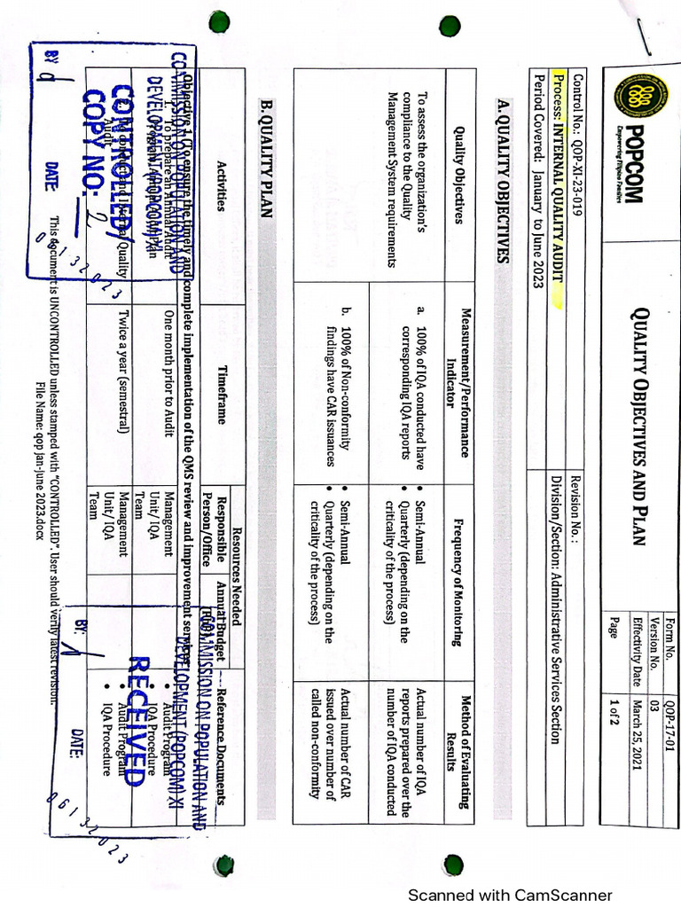 IQA QOP 1st 2023 | PDF