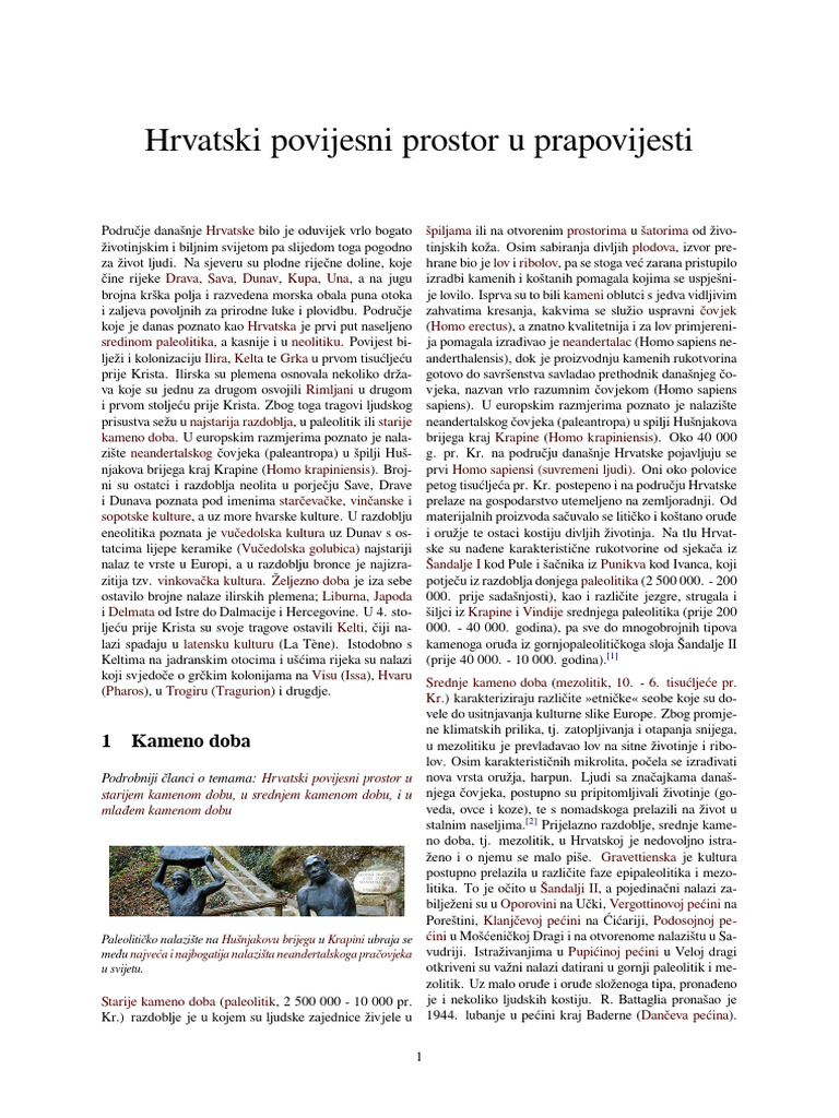 Hrvatski Povijesni Prostor U Prapovijesti | PDF