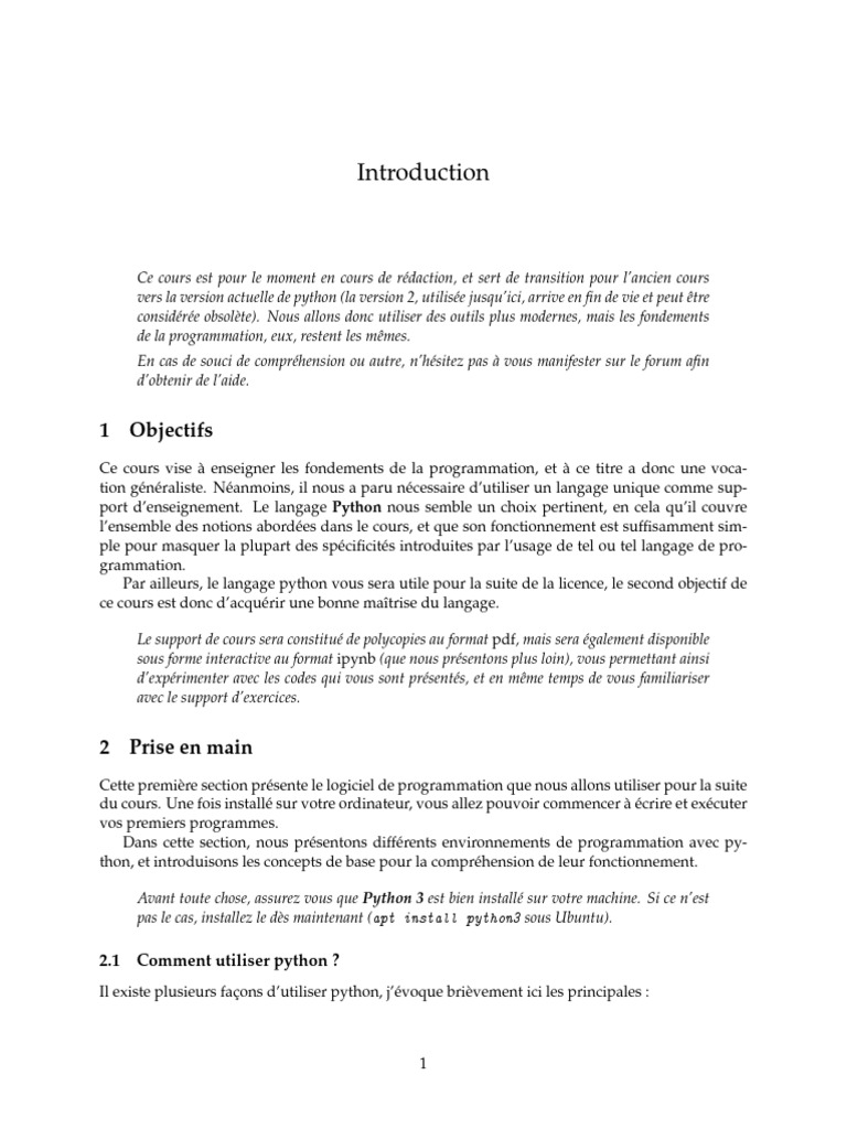 Introduction Methodologie Programmation | PDF | Python (Langage de programmation ...