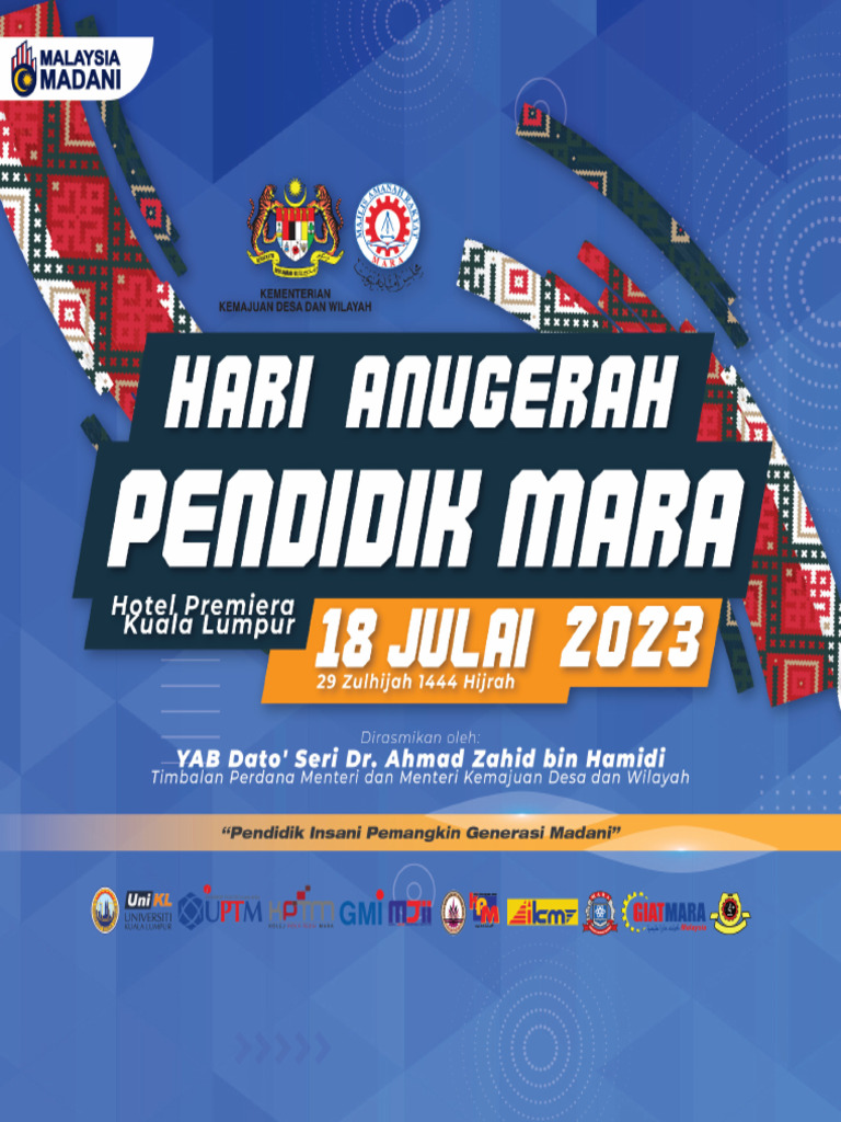 Buku Program Hari Anugerah Pendidik MARA 2023 | PDF