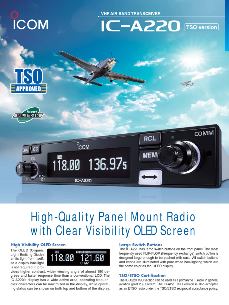 3.9 Radio GTA - Icom IC-A220 | PDF | Headphones | Power Supply