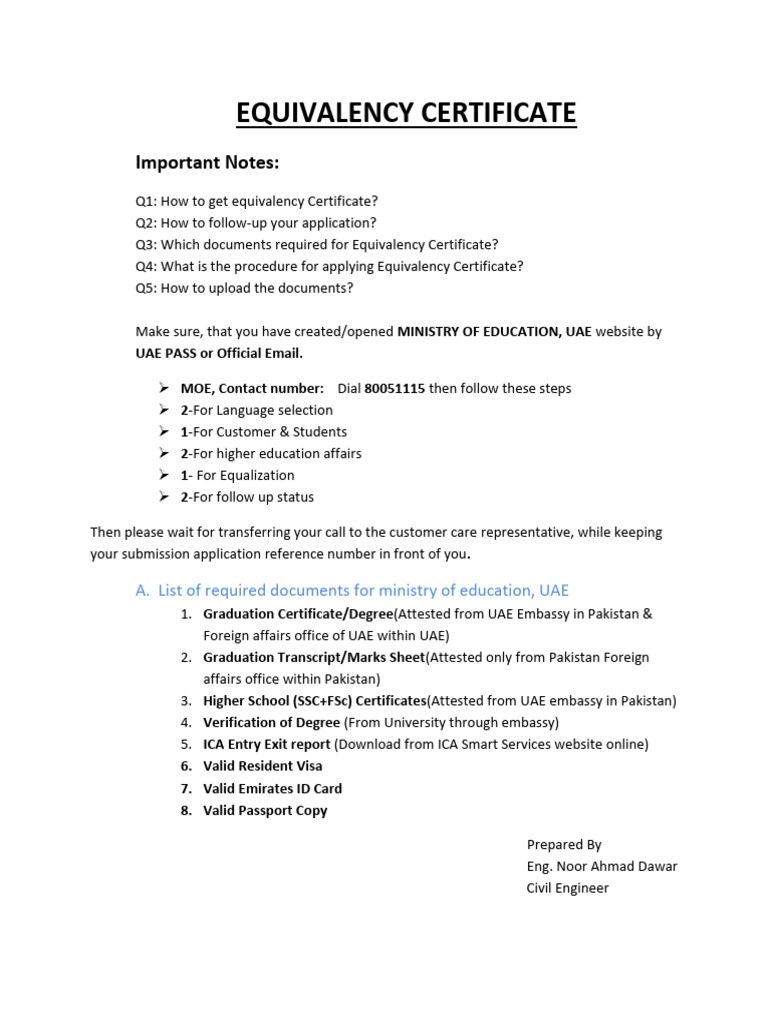 How To Get Equivalency Certificate Pdf