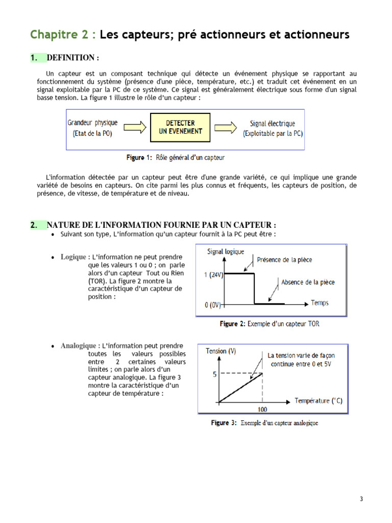 Chapitre2 - Généalités Sur Les-Capteurs, Pré Actionneurs Et Actionneurs | PDF | Sciences et ...