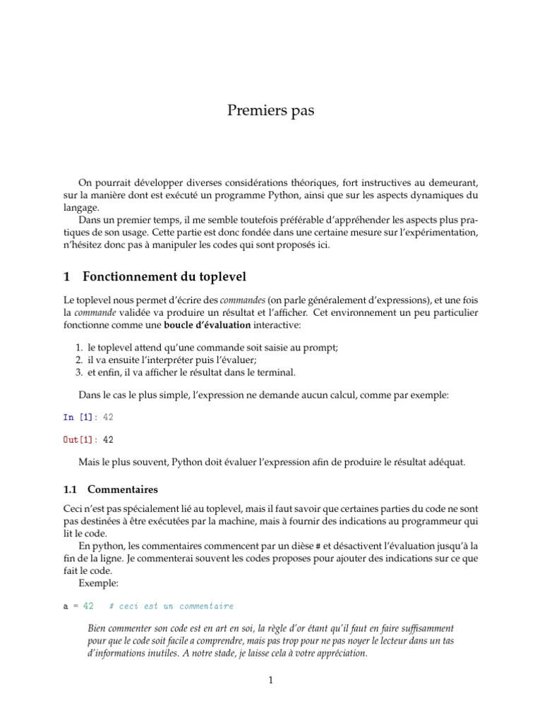 Premiers pas, methodologie de programmation en python | PDF