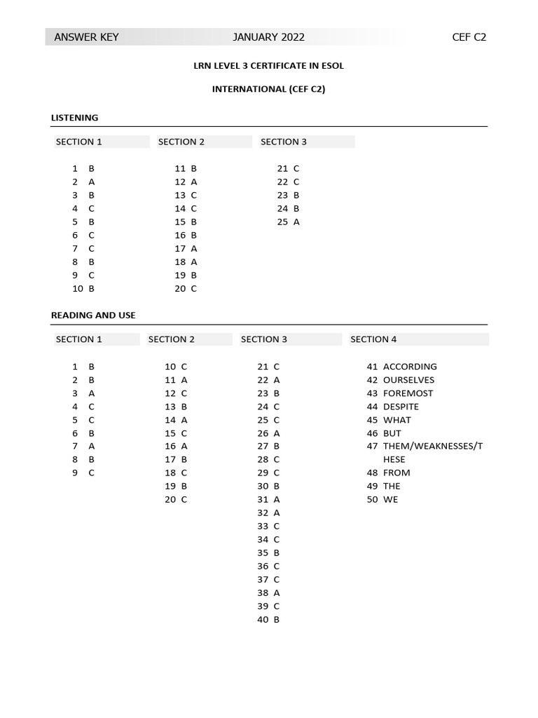 LRN c2 January 2022 Answer Key | PDF