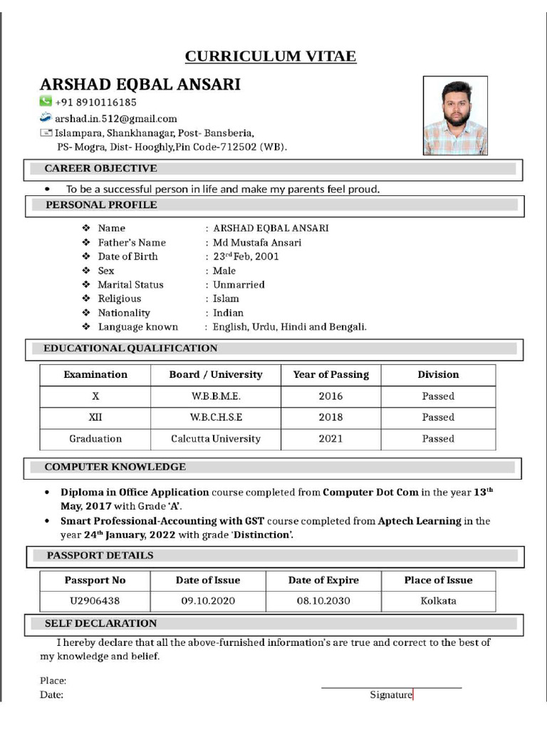 Arshad Eqbal Ansari CV | PDF Arshad Eqbal Ansari CV | PDF