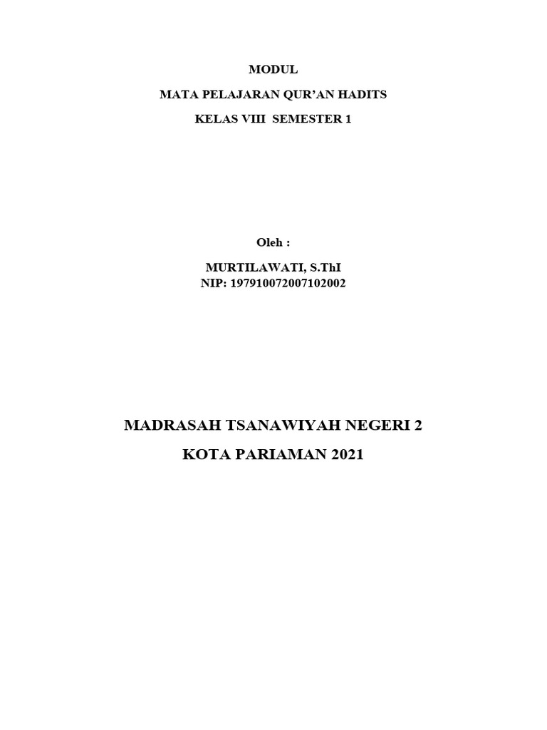 MODUL QH VIII 2021 | PDF