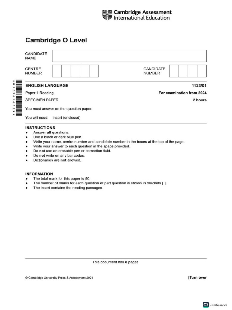 2024 Specimen Paper 1 | PDF