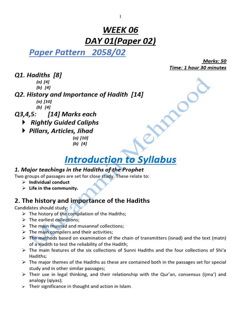 P2 Notes | PDF | Hadith | Muhammad