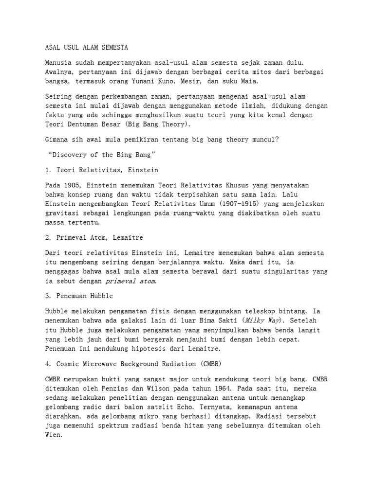 ASAL USUL ALAM SEMESTA | PDF