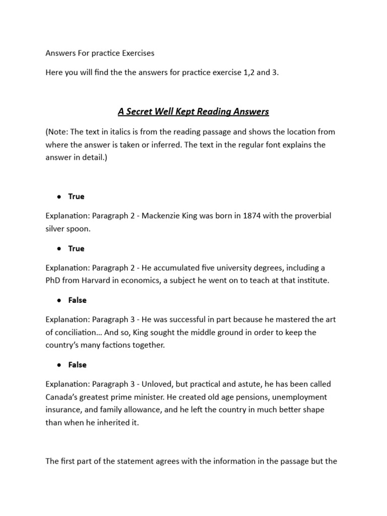 True False Reading Answers | PDF
