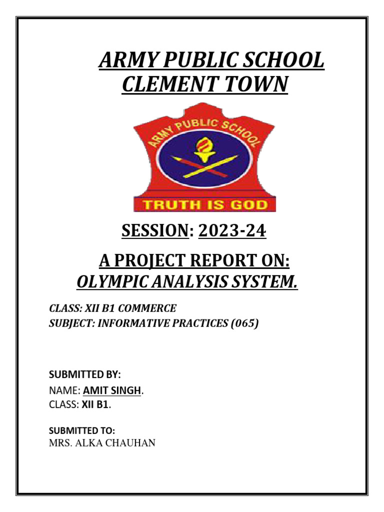 IP Project On Olympic Data Analysis | PDF