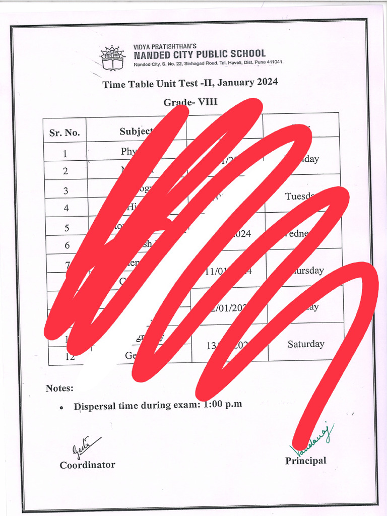 VIII Time Table & Portion Planned 2 | PDF