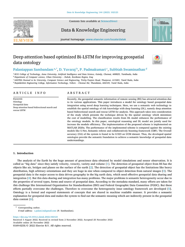 Deep Attention Based Optimized Bi-LSTM For Improving Geospatial Data ... Deep Attention Based Optimized Bi-LSTM For Improving Geospatial Data ...