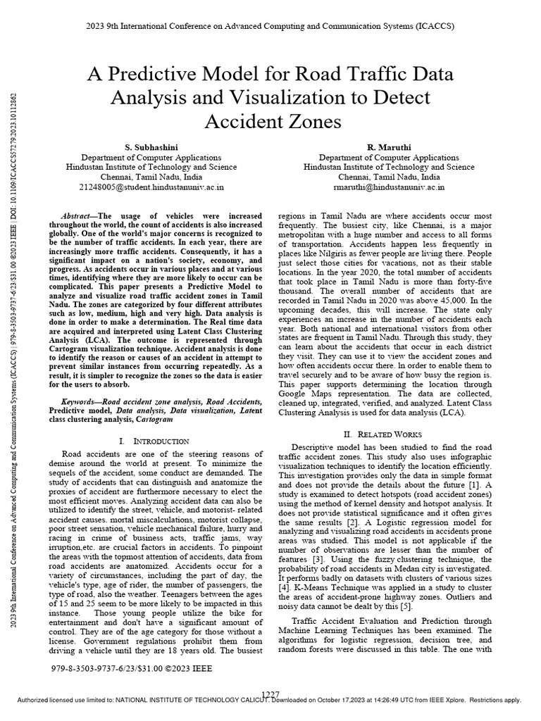A Predictive Model For Road Traffic Data Analysis and Visualization To ... A Predictive Model For Road Traffic Data Analysis and Visualization To ...