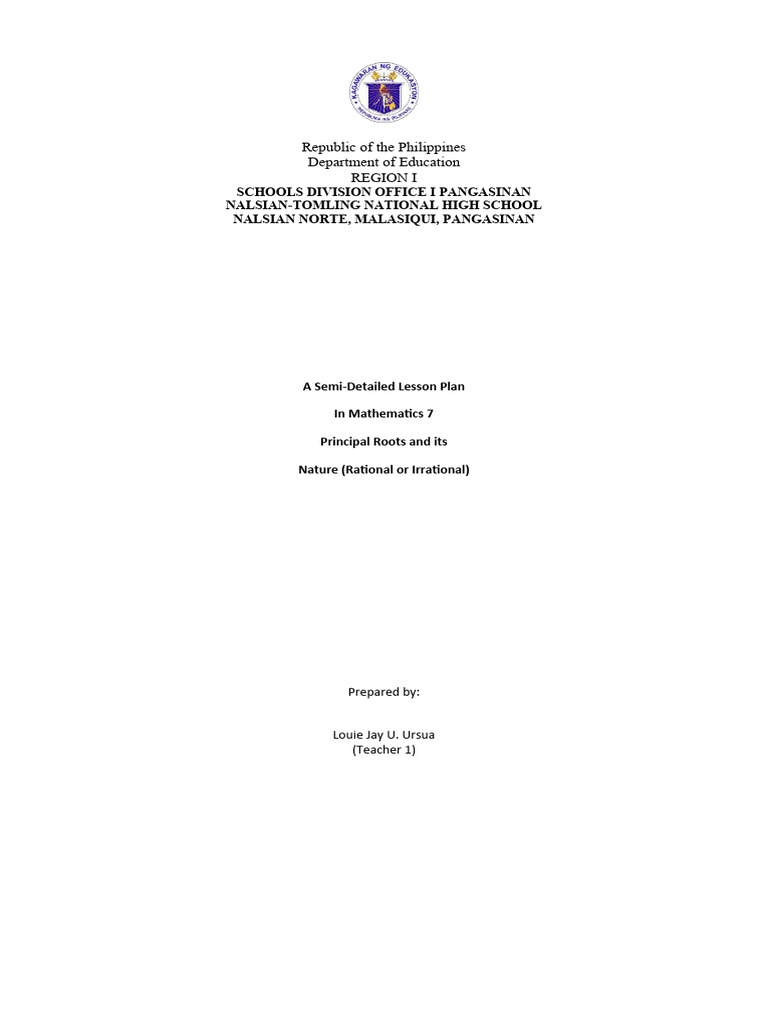 Republic of The Philippines Department of Education Region I | PDF ...