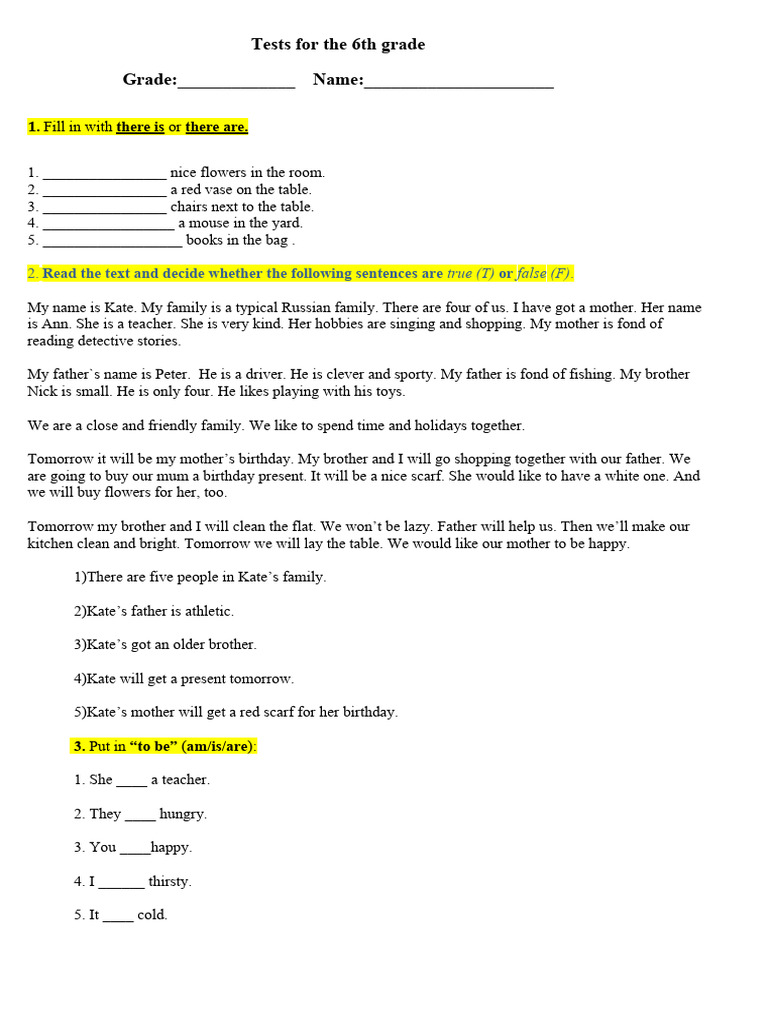 6th Grade English Test Questions | PDF | Home & Garden | Mystery ...