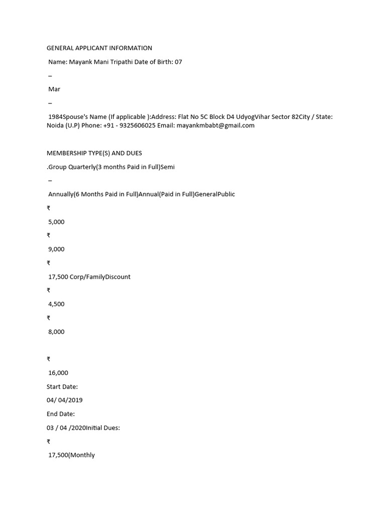 General Applicant Information | PDF | Payments | Fee