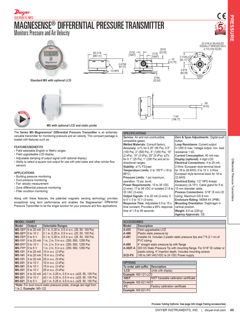 Magnesense Differential Pressure Transmitter: Monitors Pressure and Air ...