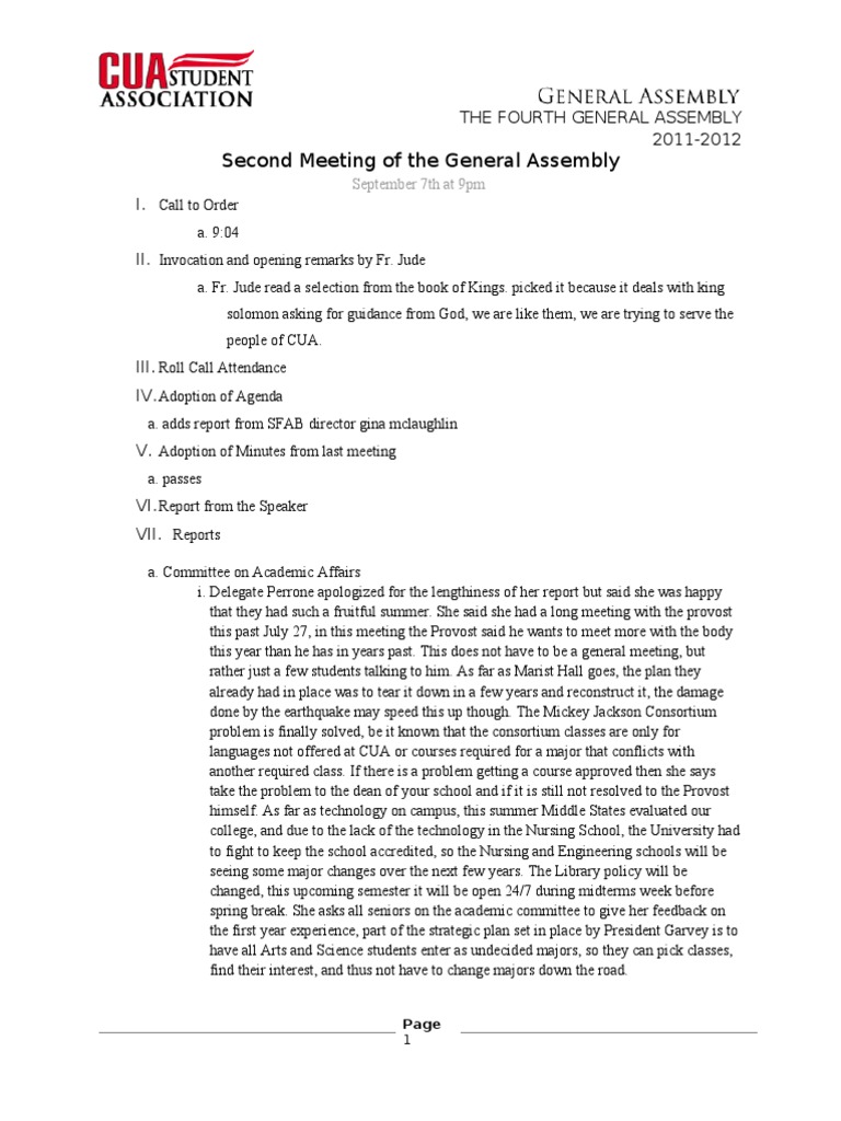 Second Meeting of The General Assembly | PDF | Further Education