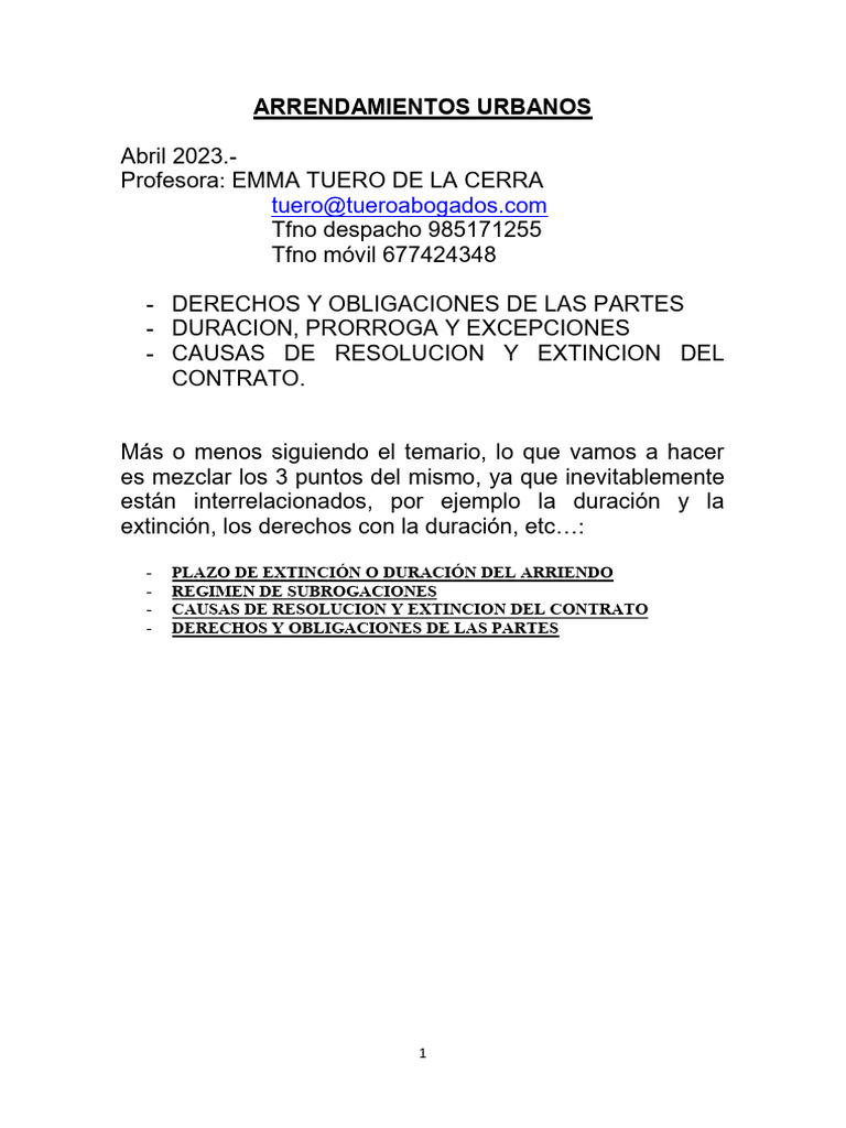 Arrendamientos Master 2023 Emma Tuero de La Cerra | PDF | Propiedad ...