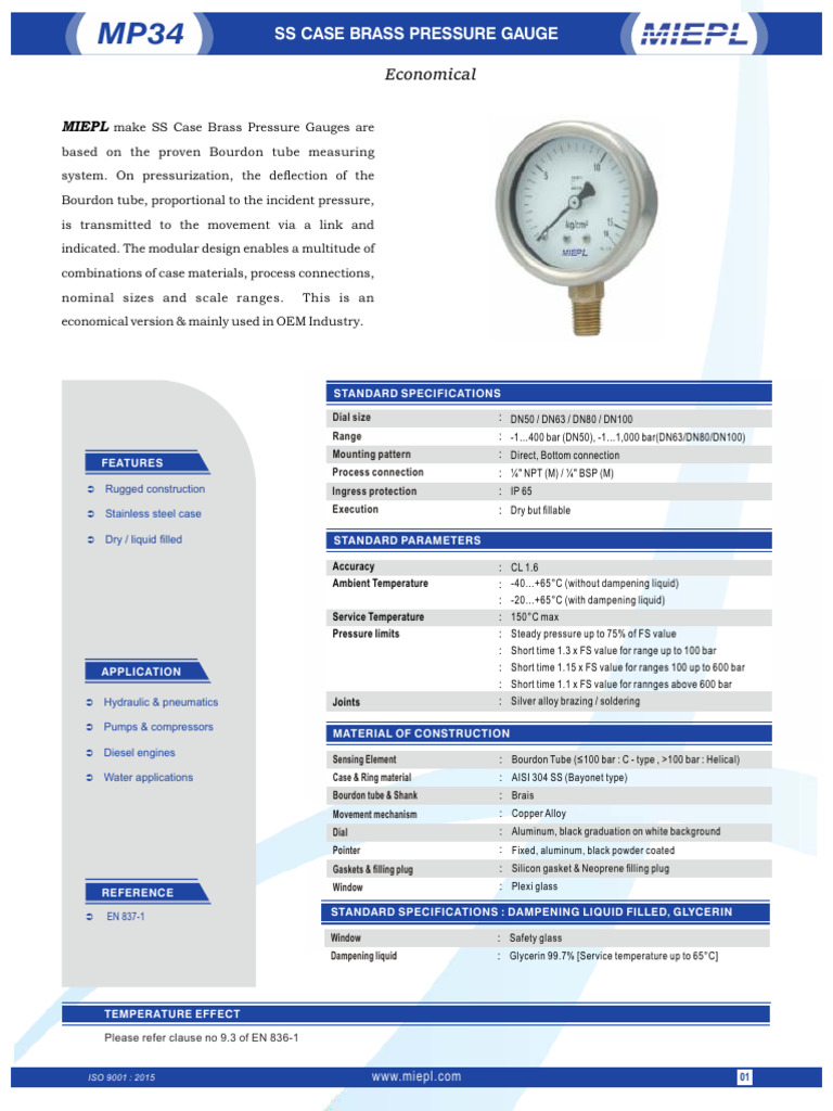 SS Case Brass Pressure Gauge - Economical - India Pressure Gauge | PDF ...
