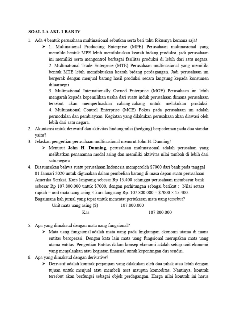 Soal La Akl 1 Bab Iv | PDF