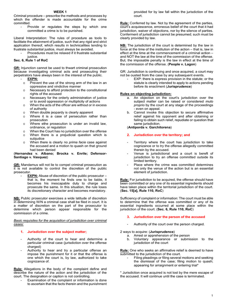 CrimPro Midterms Summary | PDF
