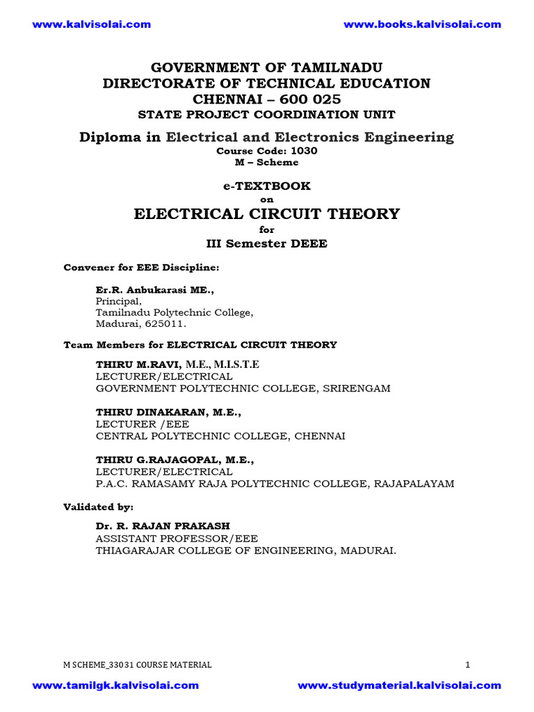 Electrical Polytechnic Engineering-Electrical Circuit Theory Semester 3 ...