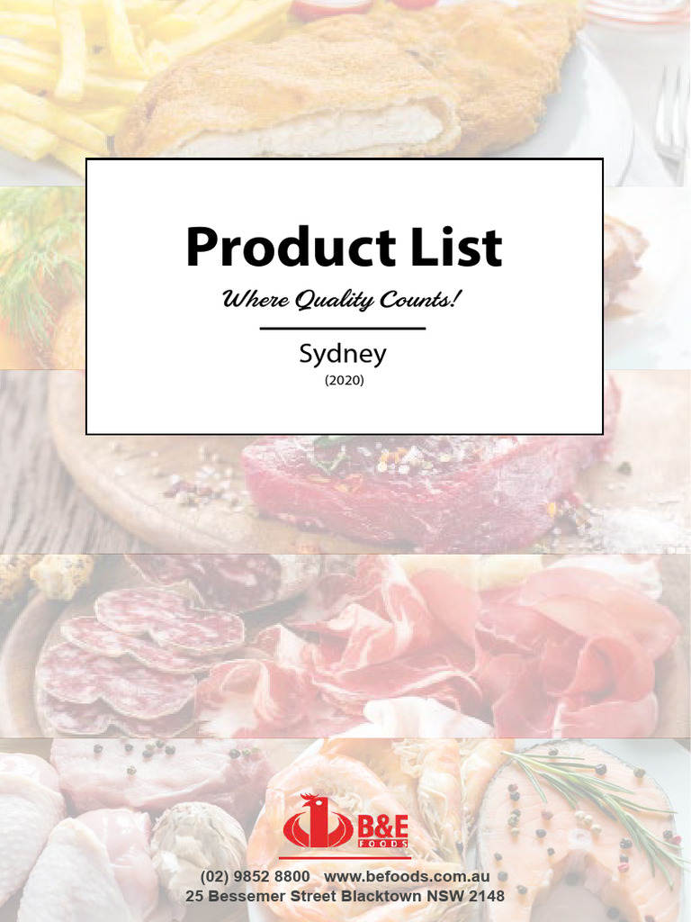 B&E Foods Sydney Product List 2020 | PDF | Lamb And Mutton | Beef