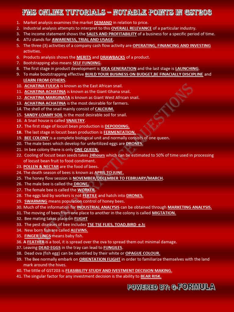 GST 203 Notable Points | PDF