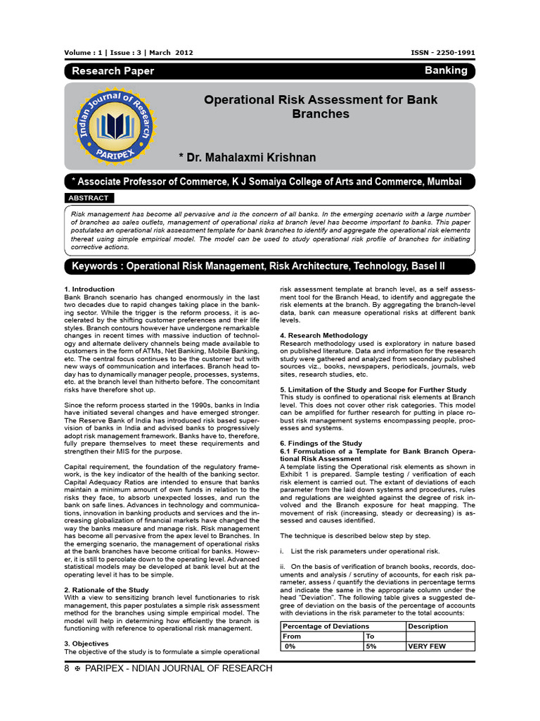 Branch Risk Grading Document | PDF