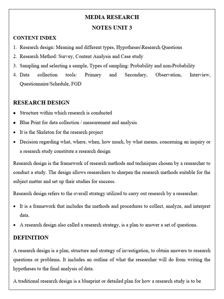 Media Research Unit 3 | PDF | Sampling (Statistics) | Hypothesis