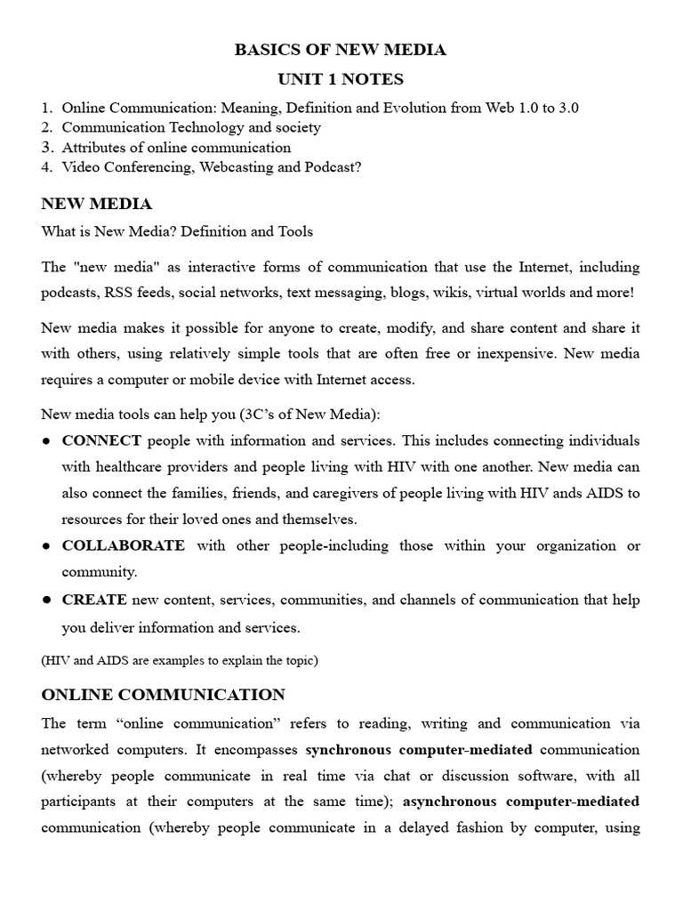 Basics of New Media | PDF | Computer Mediated Communication | Blog