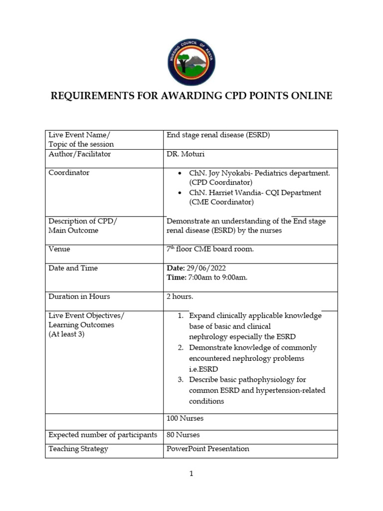 CME For CPD - ESRD | PDF
