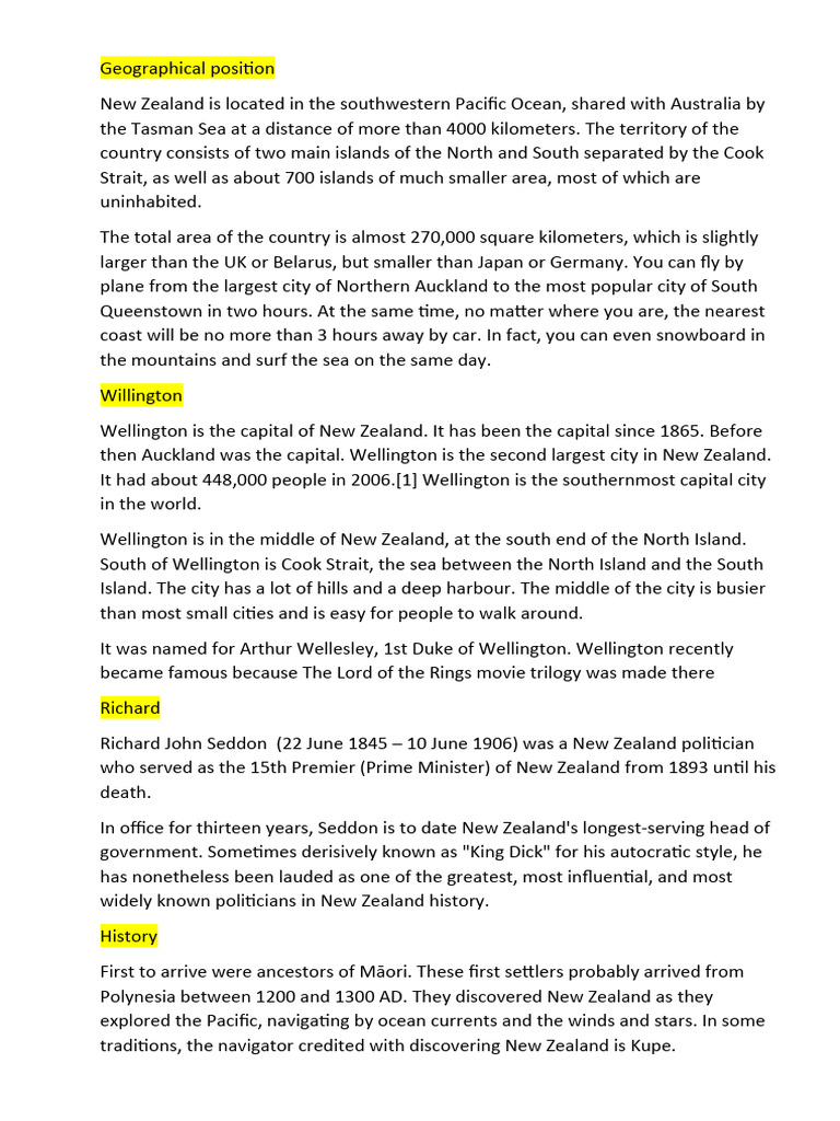 Overview of New Zealand's Geography and History | PDF | New Zealand ...