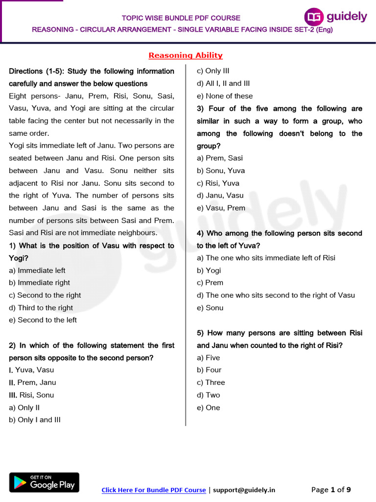Reasoning Ability | PDF