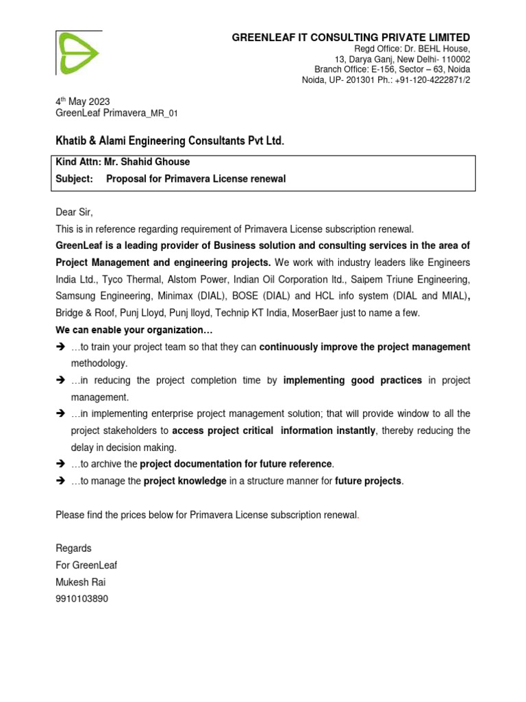 GreenLeaf Primavera Renewal MR 01 | PDF