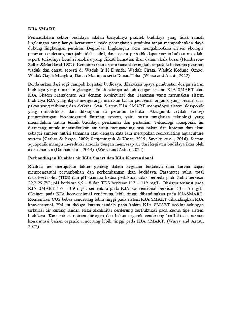 Teknologi, Sistem, Inovasi, DLL Pada KJA SMART | PDF