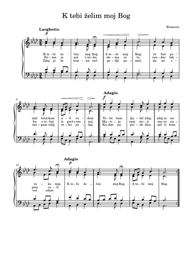 K Tebi Želim Moj Bog: Larghetto | PDF