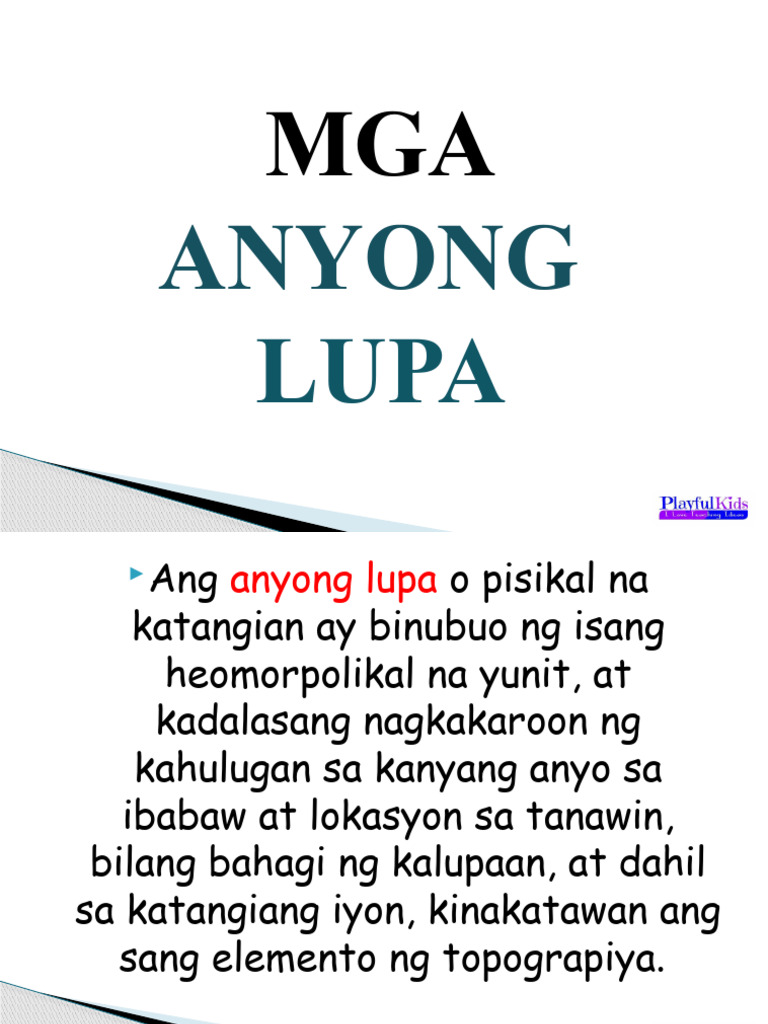 Anyong Lupa Poweerpoint | PDF