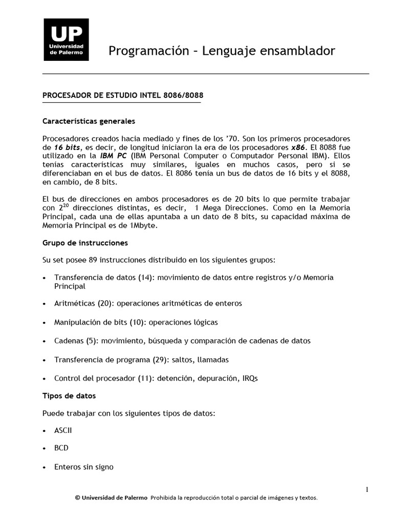 Programación - Lenguaje Ensamblador | PDF | Lenguaje ensamblador | Poco