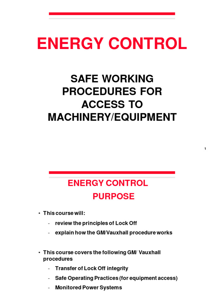 Example Training Hazardous Energy Control | PDF