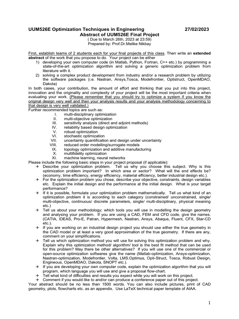 UUM526E Project Spring 2023 | PDF | Mathematical Optimization ... UUM526E Project Spring 2023 | PDF | Mathematical Optimization ...