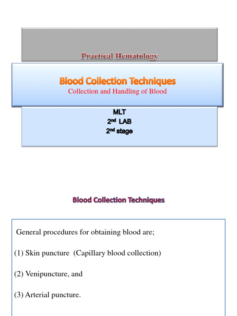 Blood Collection Techniques Guide | PDF | Blood | Vein